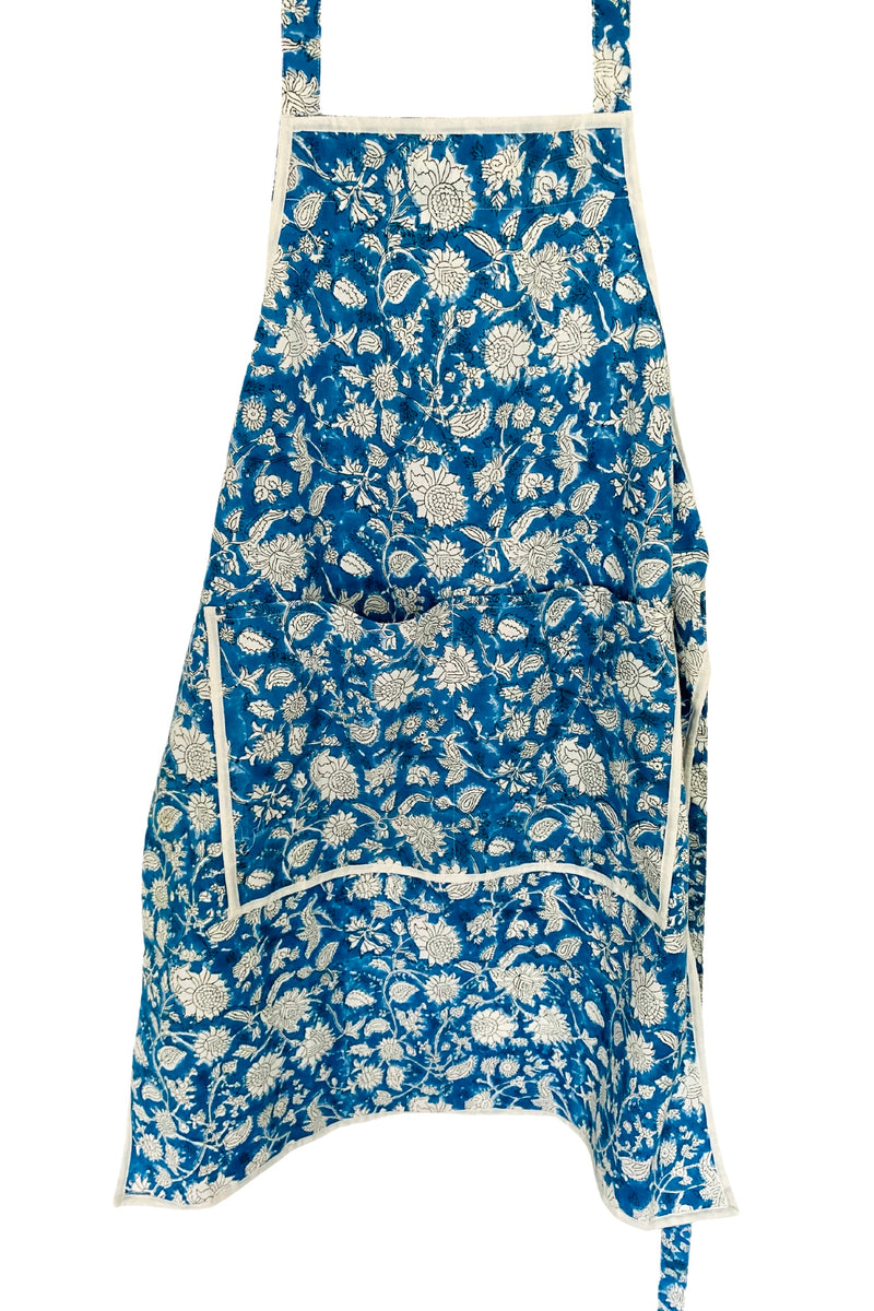APRON - AQUA FLORAL – Tula Homeware
